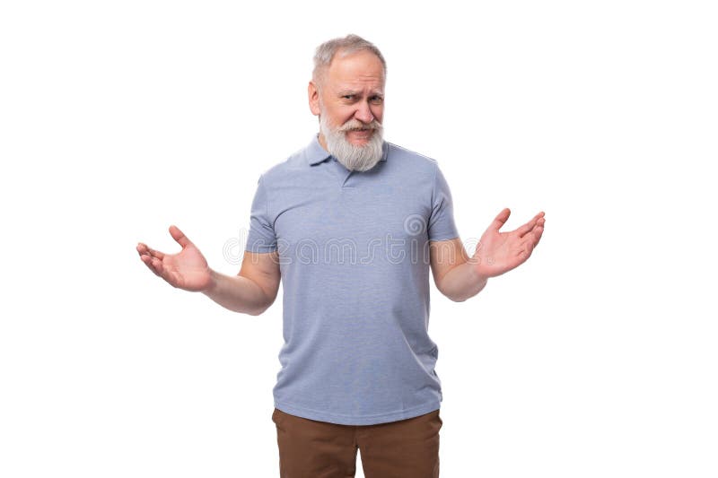 Well Groomed 60s Middle Aged Gray Haired Retired Man With A Mustache