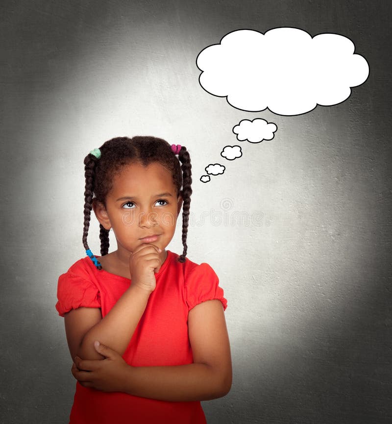 Doubtful Little Girl with a Blank Bubble Stock Image - Image of ...