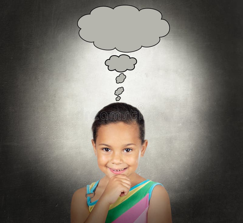 Doubtful Little Girl with a Blank Bubble Stock Image - Image of ...