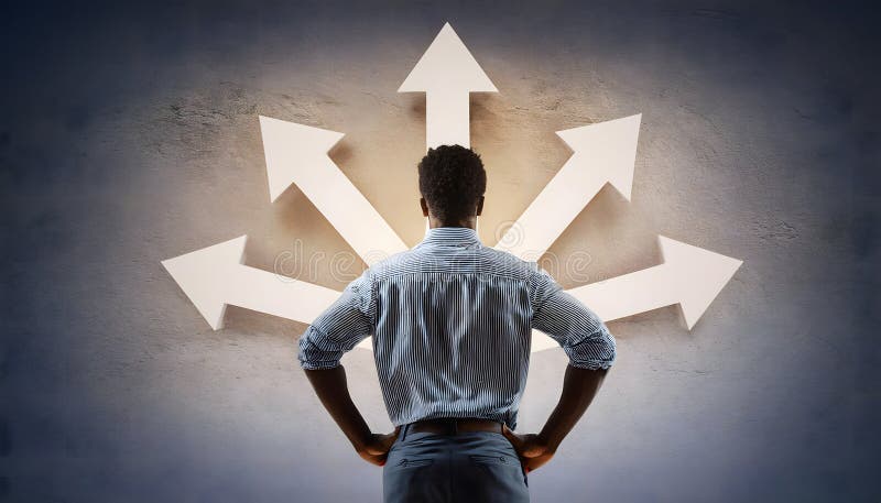 Doubtful Person, Hands on Hips, Choosing the Way As Multiple Arrows ...