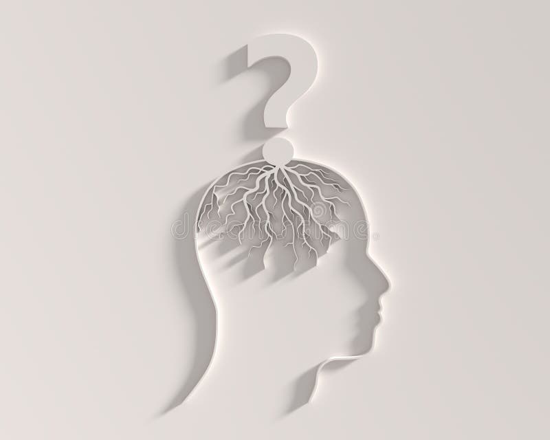 Doubting Man. Smart Male Character with Question Mark Rooted in Head ...