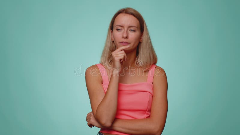 Doubting Pensive Woman Pondering and Imagining in Mind, Wondering ...