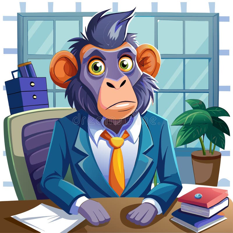 Douc Monkey Confused Looks Office Vector Stock Vector - Illustration of ...