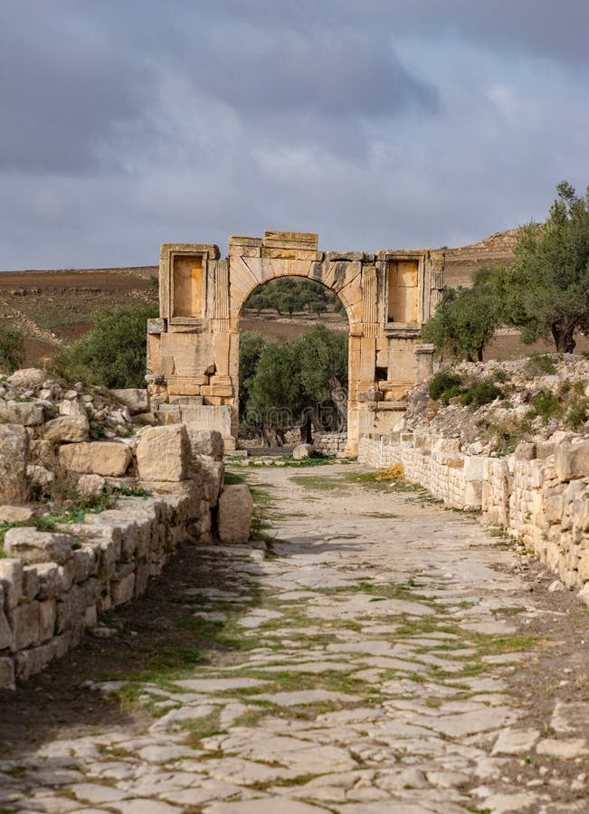 Dougga Archaeological Site - Arch of Alexander Severus Stock Photo ...