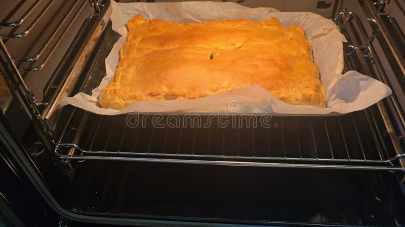 Dough on a Baking Sheet with Filling. Step-by-step Preparation of the ...