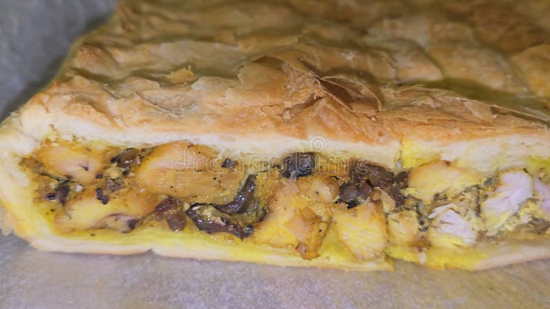 Dough on a Baking Sheet with Filling. Step-by-step Preparation of the ...