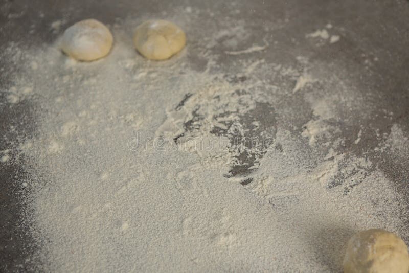 Dough balls and flour stock image. Image of homemade - 101308283