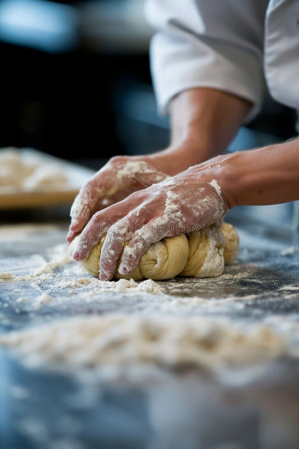 Dough Being Kneaded by Skilled Artisan Chef Hands Stock Illustration ...