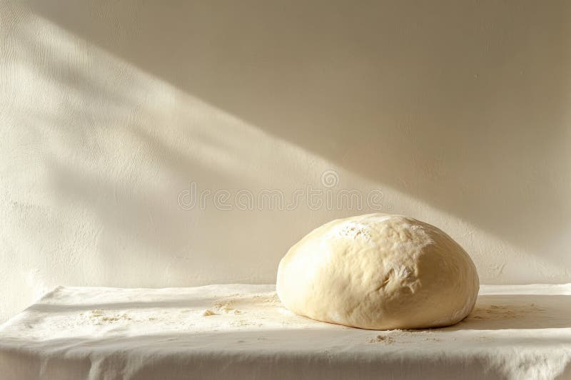 Dough Being Shaped on a Clean Surface with Soft Light Casting Shadows ...