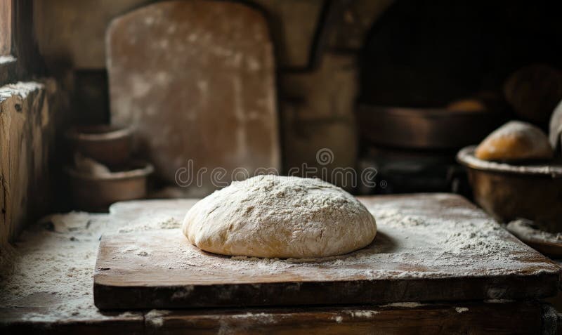 Dough for Bread on a Floured Board, Warm Kitchen Stock Photo - Image of ...