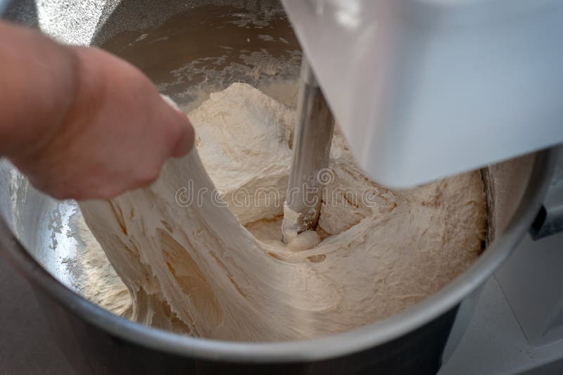 Dough Consistency Test in a Mixing Bowl Stock Image - Image of dough ...