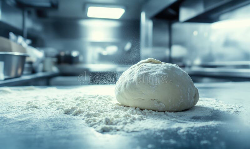 Dough on a Floured Countertop, Industrial Kitchen Stock Image - Image ...