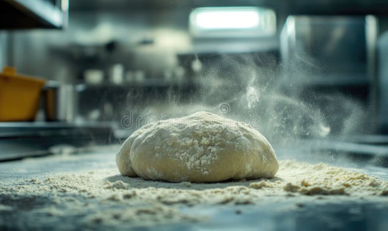 Dough on a Floured Countertop, Industrial Kitchen Stock Image - Image ...