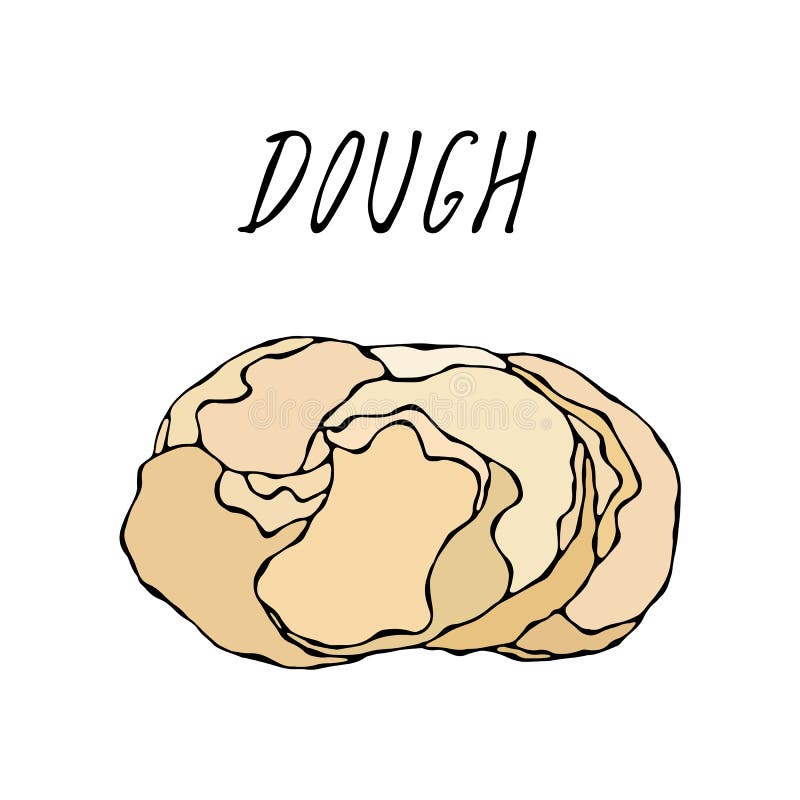 Dough. Pastry Kitchen Collection. EPS10 Vector. Hand Drawn Doodle Style ...