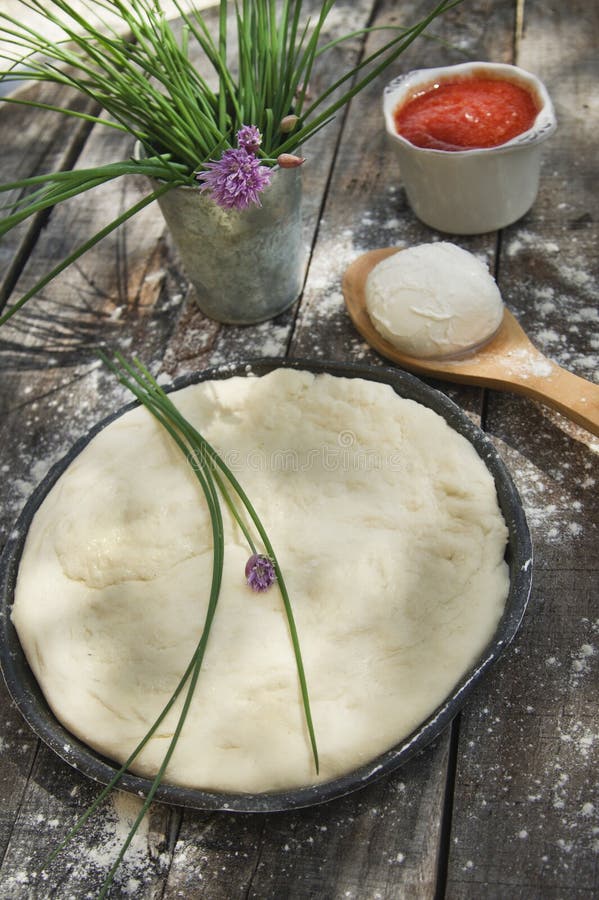 Dough for the pizza base stock image. Image of mozzarella - 41170279