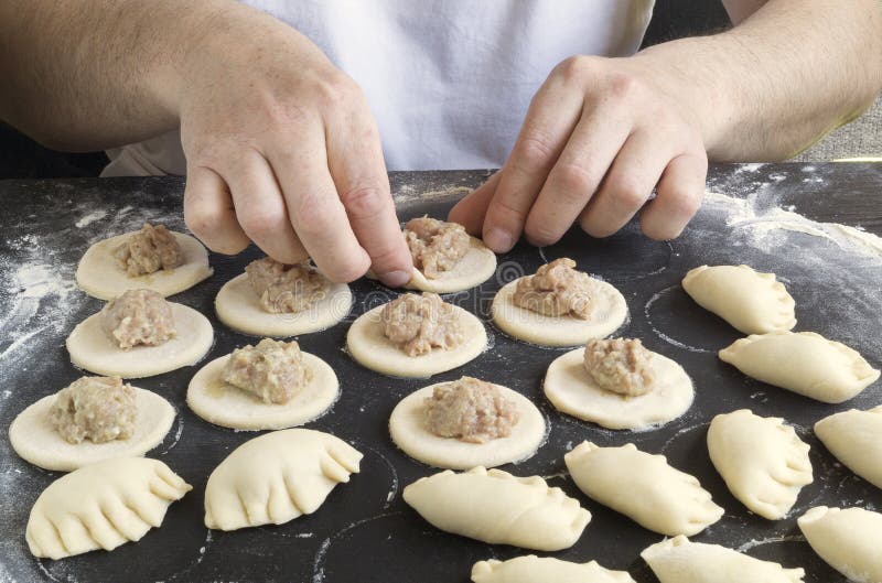 Dough Rolled Out for Cooking Dumplings Stock Photo - Image of knead ...