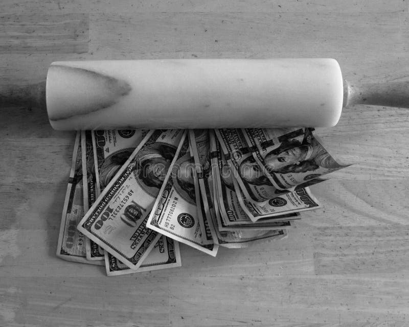 Dough and a Rolling Pin B&W Stock Photo - Image of dough, savings: 49564962