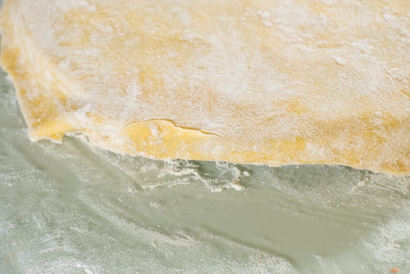 The Dough is Spread on the Table in a Thin Layer Stock Image - Image of ...