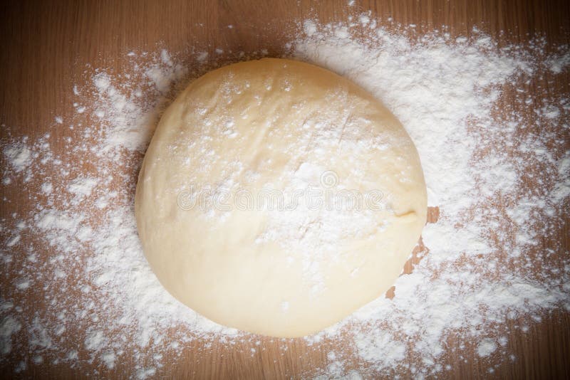 Dough on a Wooden Table. Slightly Tinted Stock Photo - Image of cooking ...