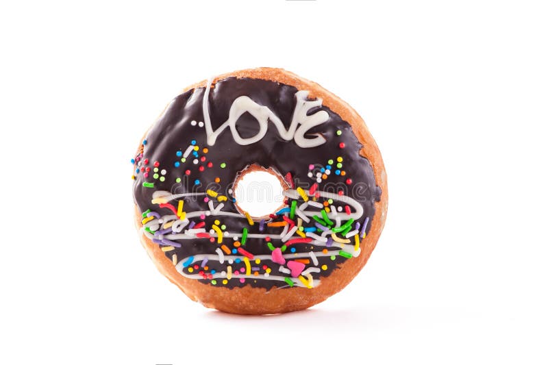 Doughnut of Doughnut Die Op Wit Wordt Geïsoleerdl Stock Afbeelding ...