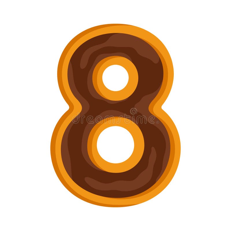Doughnut Cartoon Number 8. Glazed Chocolate Donut Digit Eight. Stock ...