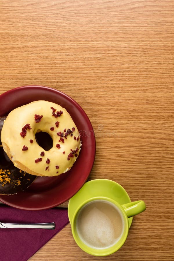 Doughnuts Breakfast Overhead Shot Stock Photo - Image of donuts, hungry ...
