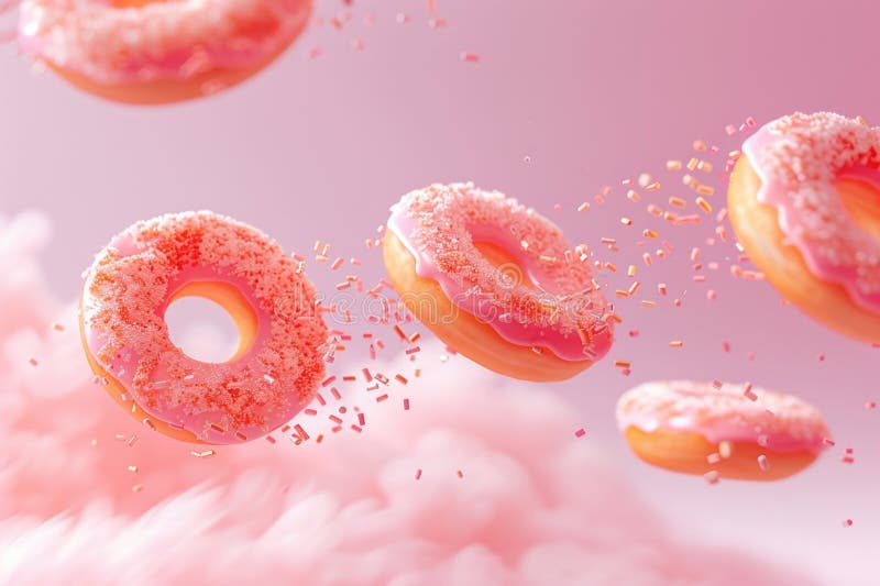Doughnuts Flying through the Air, Perfect for Food and Bakery Concepts ...