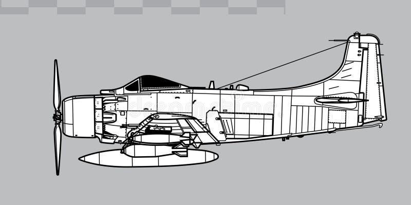 Douglas a-1H Skyraider. Vector Drawing of Attack Aircraft Stock Vector ...