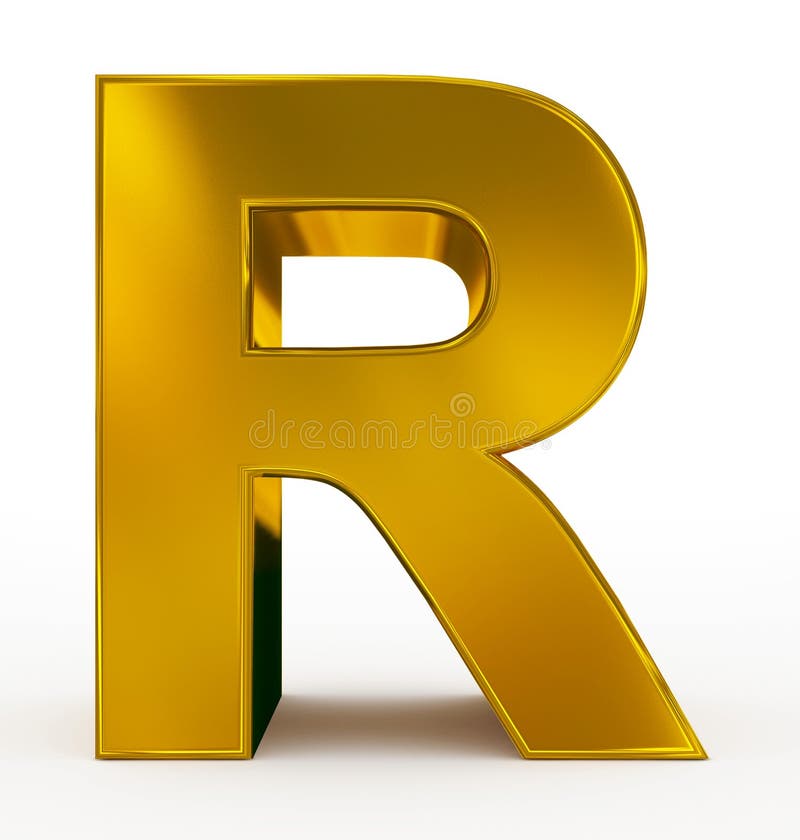 Dourado Da Letra R 3d Isolado No Branco Ilustração Stock - Ilustração ...
