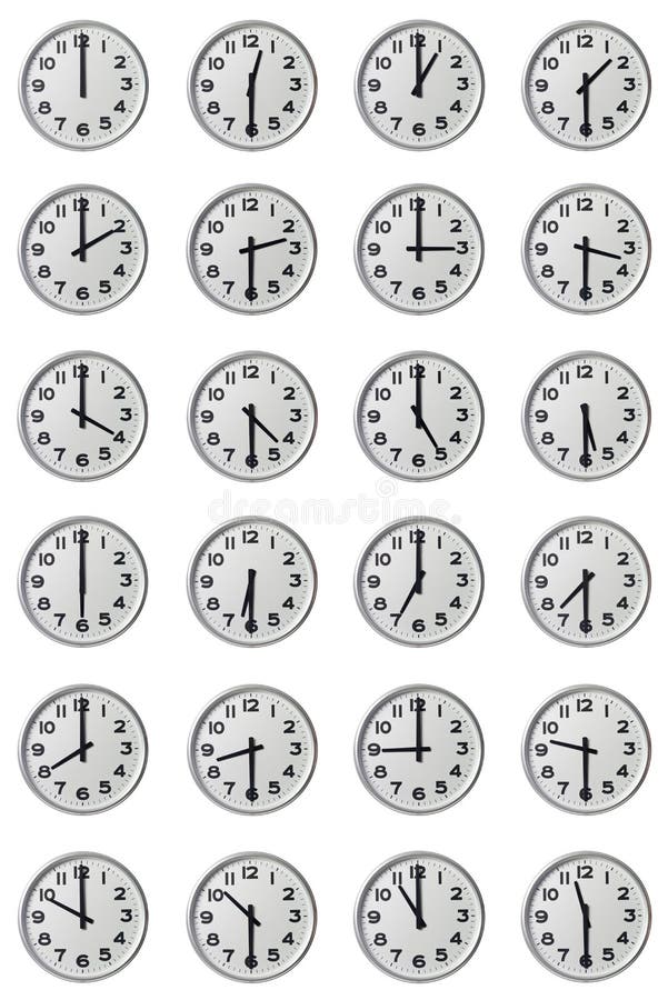 Horloges - 12 Heures Différentes Image stock - Image du blanc, minutes ...