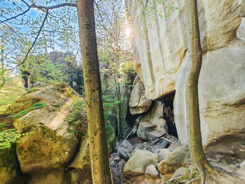 Dovbush Rocks Ukraine Spring Forest Stock Photo - Image of leisure ...