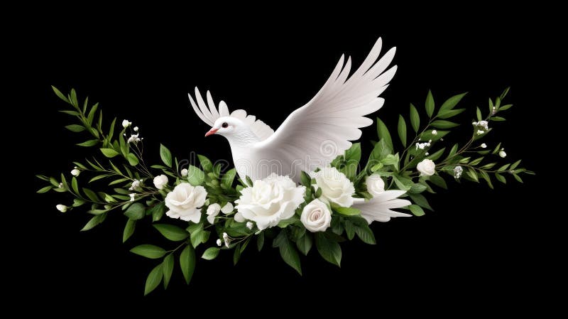Dove As a Symbol of Peace Amid Floral Arrangement in Memory and ...