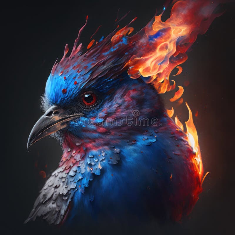 Dove Birds is in Blue Flamed. Ai Generated Stock Illustration ...