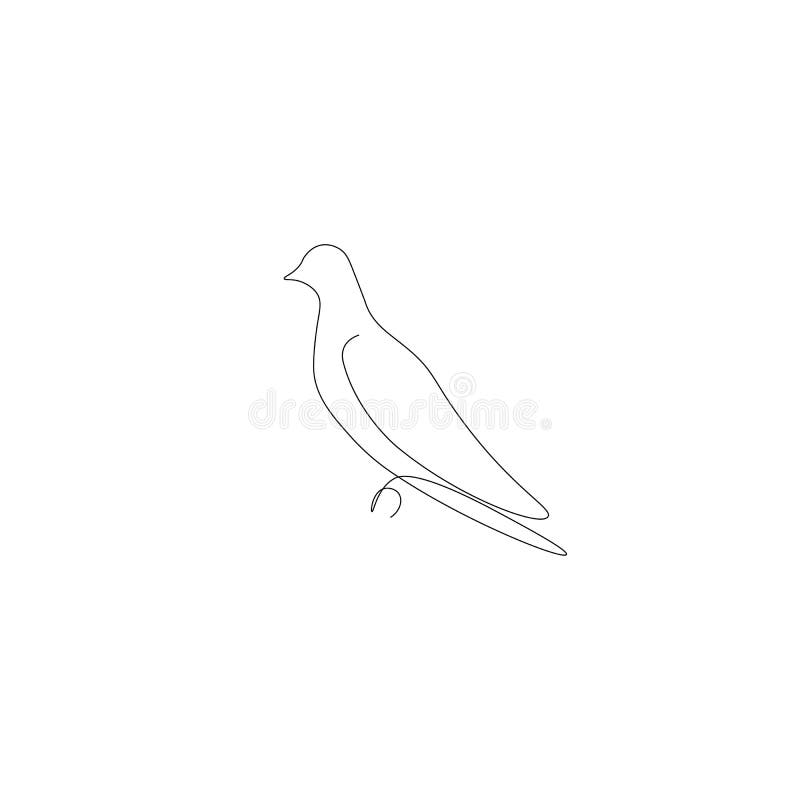 Birds Dove Line Drawing, Vector Illustration Stock Vector ...