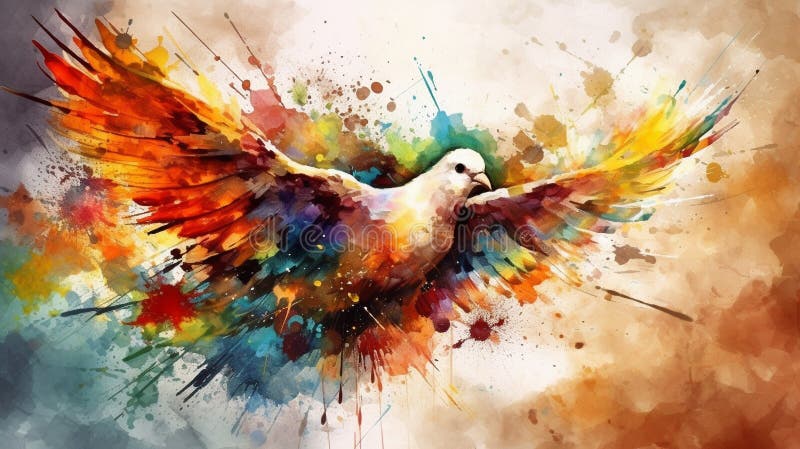 A Dove on a Bright, Colorful Background. AI Generated Stock Image ...