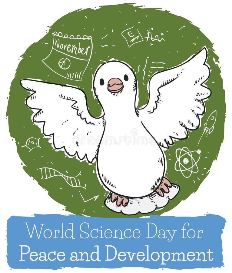 Dove Inside Atom for International Week of Science and Peace, Vector ...