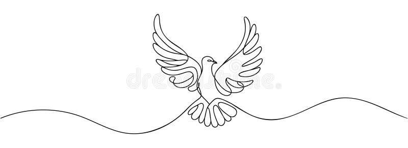 Dove Drawn in a Continuous Single Line Stock Vector - Illustration of ...