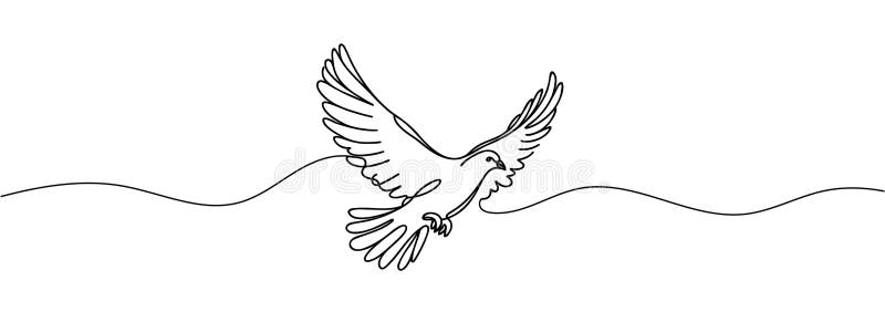 Dove Drawn in a Continuous Single Line. Stock Vector - Illustration of ...