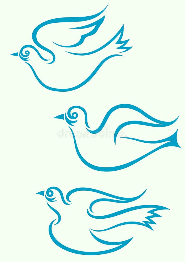 Dove flying. stock vector. Illustration of graphic, doodles - 42423958