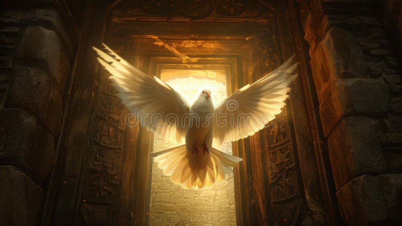 Dove Flying Out of the Door the Concept of Freedom Stock Illustration ...