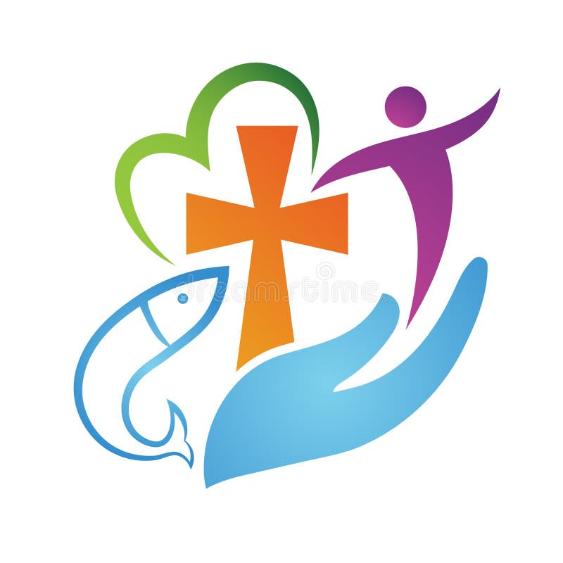 Dove Love Cross Bible with Fish. Stock Vector - Illustration of ...