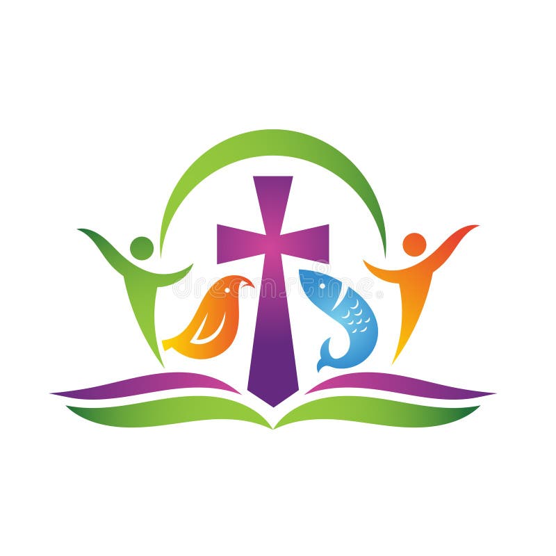 Dove Love Cross Bible with Fish. Stock Vector - Illustration of dove ...