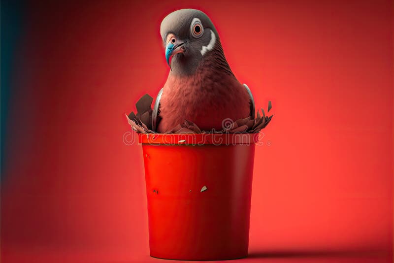 Dove in a Nest, in a Red Bucket, on a Bright Background, Created with ...