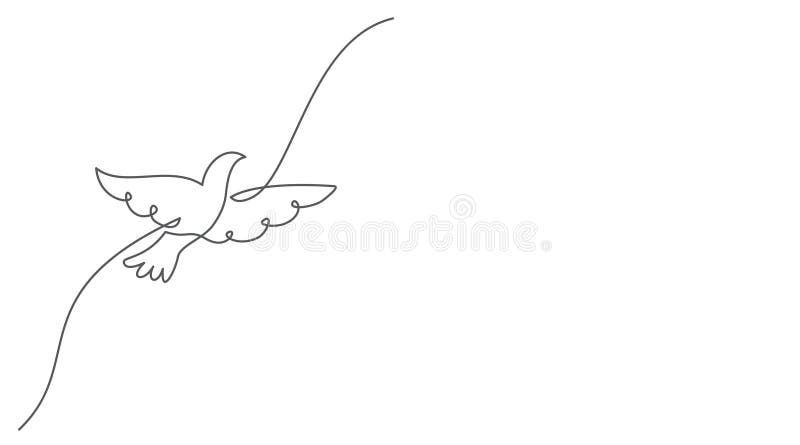 Dove One Line Drawing on White Background Stock Vector - Illustration ...