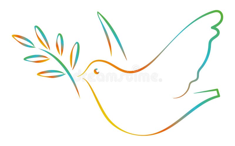 Peace Dove with Olive Branch in One Continuous Line Drawing Drawing ...