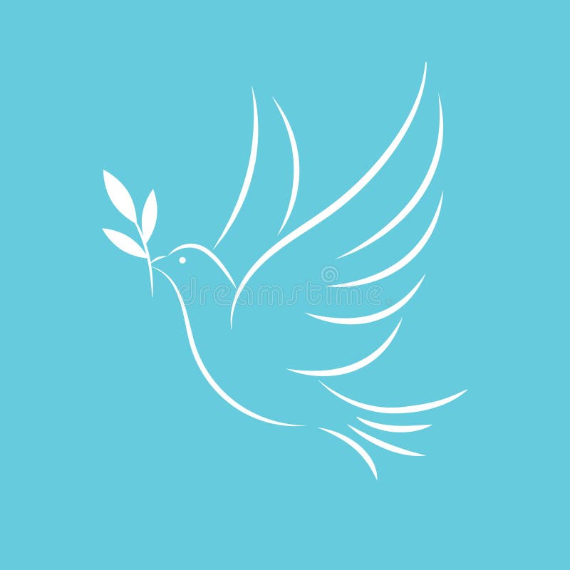 Two Flying Bird, Heart and Sun. Symbols of Peace and Goodness Stock ...