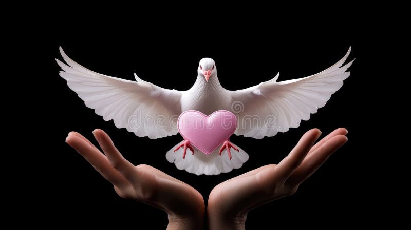 Dove of Peace with Heart Symbol Held by Hands in Memory Tribute Design ...