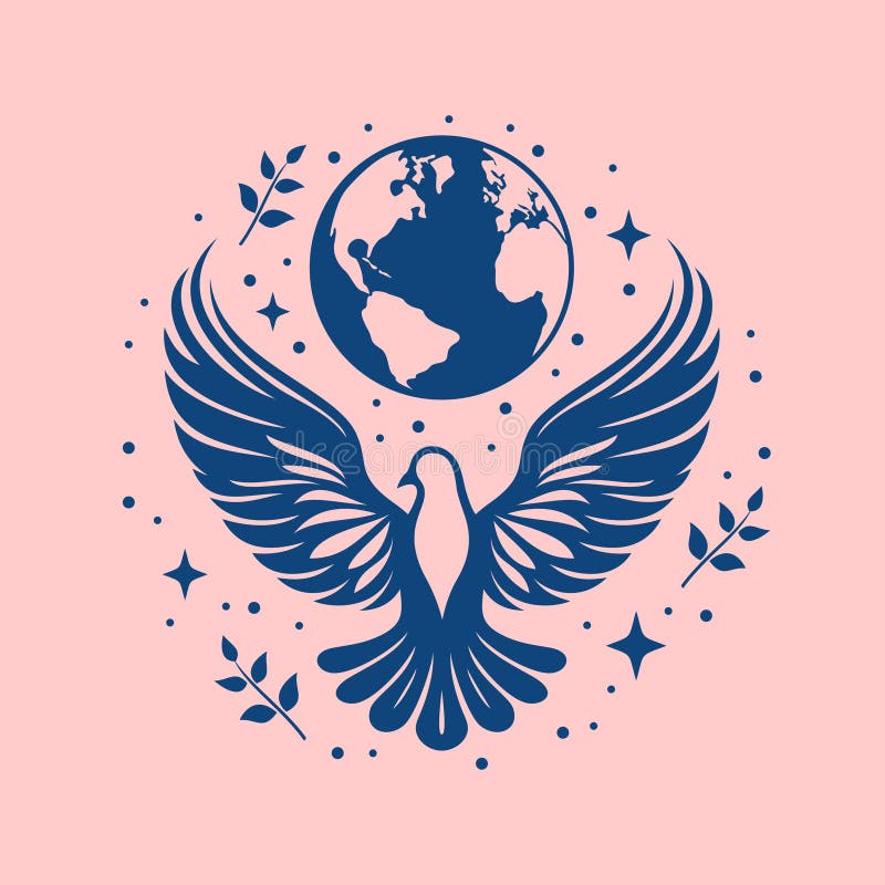 Dove of Peace with Outstretched Wings and Earth Globe Above it Stock ...