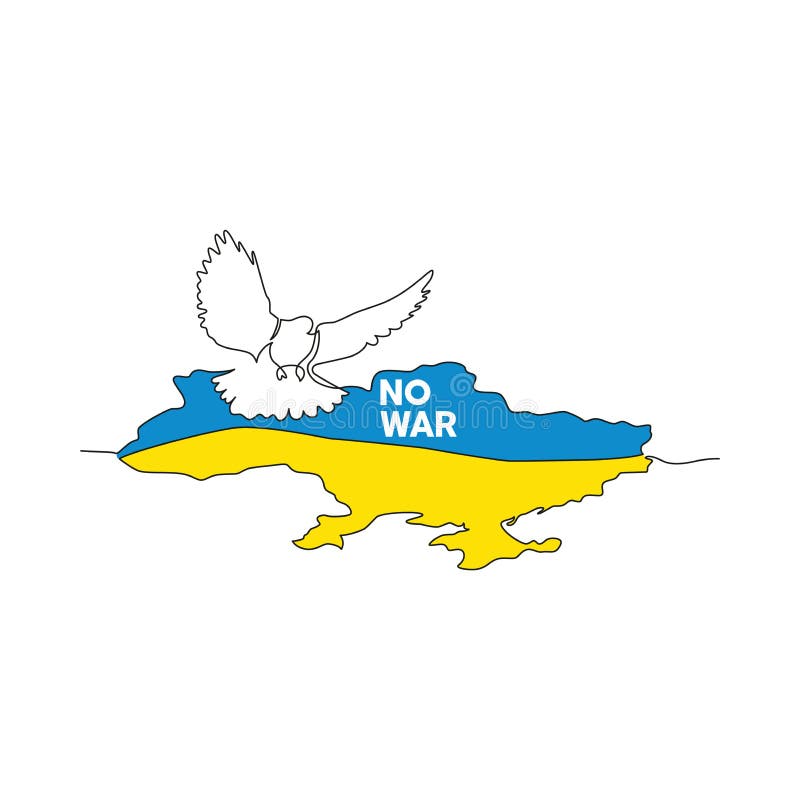 Dove of Peace Over Ukraine Illustration Continuous Line Drawing. Vector ...