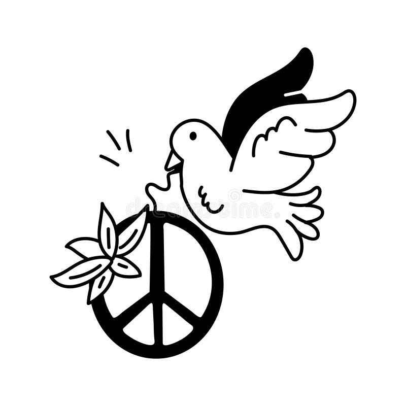 Dove with a Peace Sign Representing Harmony and Mental Calmness Stock ...